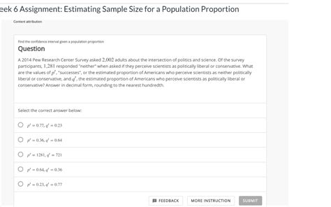 solved eek 6 assignment estimating sample size for a