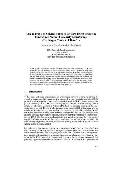 Pdf Visual Problem Solving Support For New Event Triage In Centralized Network Security