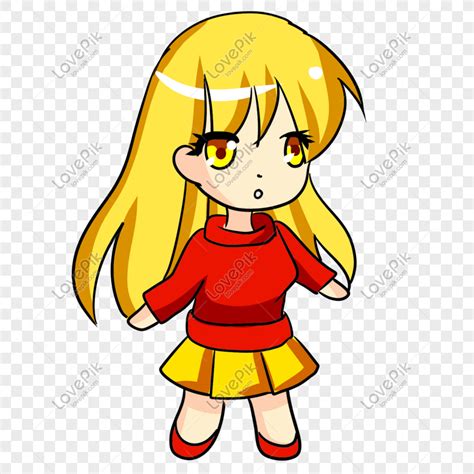 다채로운 손으로 그린 금발 소녀 요소 Png 일러스트 무료 다운로드 Lovepik