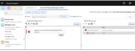 Ibm Datacap Navigator Local Rendering Viewer Generates Error Failed To Communicate With