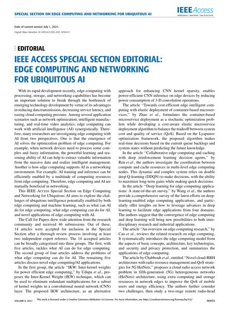 Pdf Ieee Access Special Section Editorial Edge Computing And Networking For Ubiquitous Ai