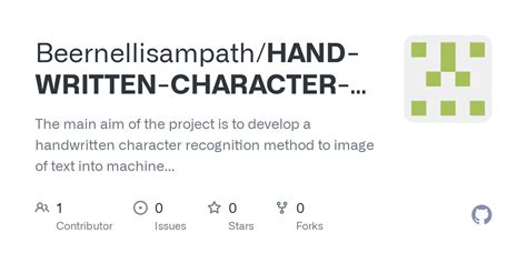 Github Beernellisampath Hand Written Character Recognition Using Optical Character Recognition