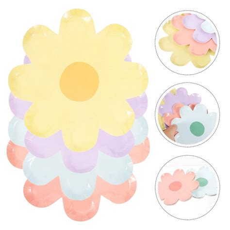 Badu Bg 40 бр Чиния с цветя Консумативи за детски рожден ден Хартиена вечеря Badu Bg