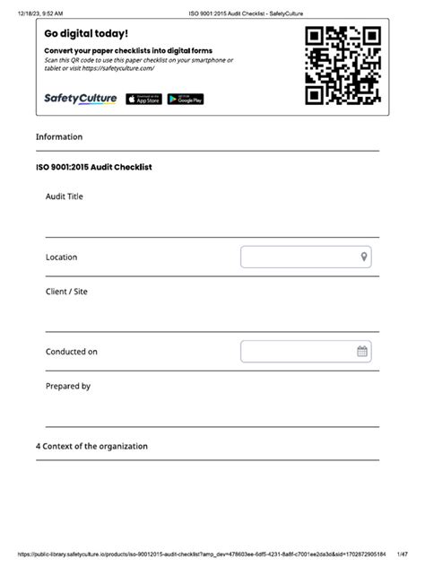 Iso 9001 Audit Checklist Pdf