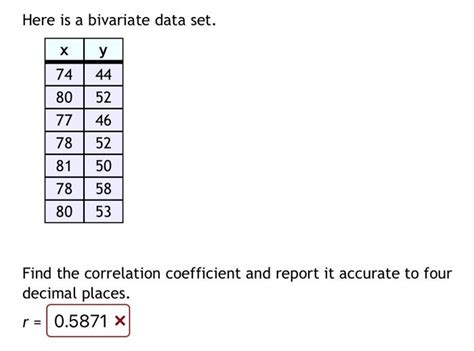 Solved Here Is A Bivariate Data Set Find The Correlation