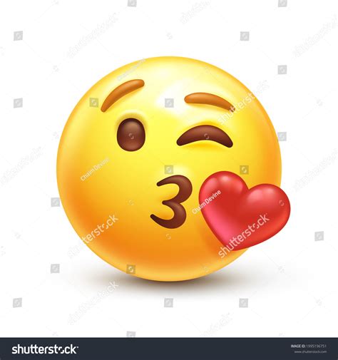 Kiss Emoji Love Emoticon Lips Blowing Stock Vector Royalty Free Shutterstock