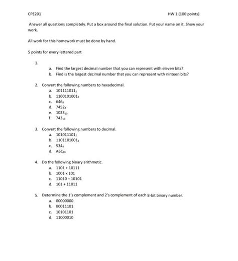 Solved Cpe201 Hw 1 100 Points Answer All Questions