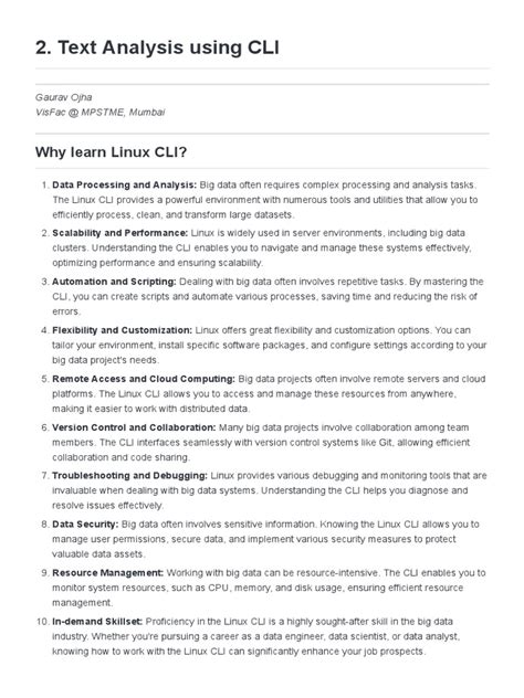 Text Analysis Using Cli Pdf Command Line Interface Linux