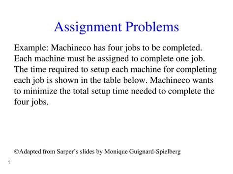 Ppt Assignment Problems Powerpoint Presentation Free Download Id