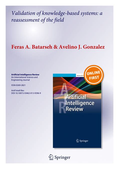 pdf validation of knowledge based systems a reassessment of the field