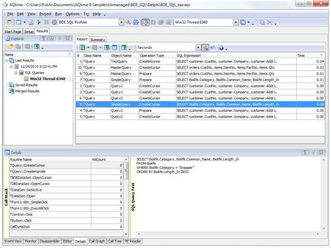Bde Sql Profiler Tutorial 2 Analyzing Results Aqtime Documentation