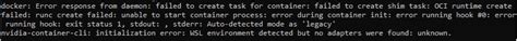 docker run gives wsl environment detected but no adopters were found