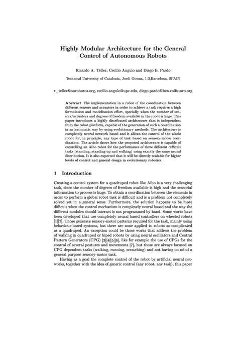 Pdf Highly Modular Architecture For The General Control Of Autonomous