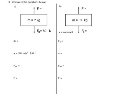 solved 3 complete the questions below a m a 3 0 m s2