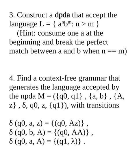 Solved 3 Construct A Dpda That Accept The Language L