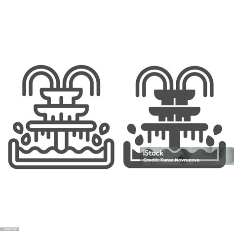 수영장과 스플래시 라인과 단단한 아이콘 아쿠아 파크 개념 흰색 배경에 3 계층 분수 기호 모바일 개념 및 웹 디자인을위한 윤곽