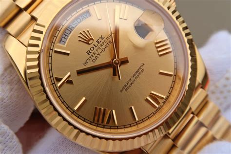 Cr Factory Replica Rolex Day Date 40mm 18k Full Wrapped Yellow Gold