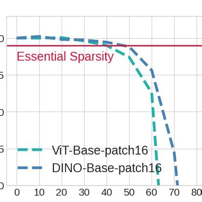 Essential Sparsity And Performance Comparison ViT Base And DINO Base
