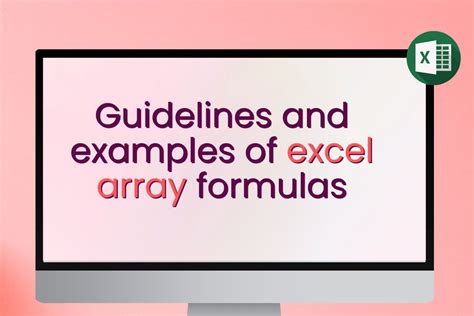Guidelines And Examples Of Excel Array Formulas