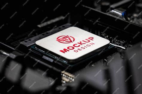 Premium Psd Logo On Computer Processor Mockup Design