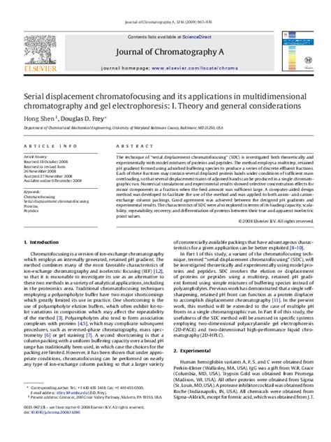 Pdf Serial Displacement Chromatofocusing And Its Applications In Multidimensional