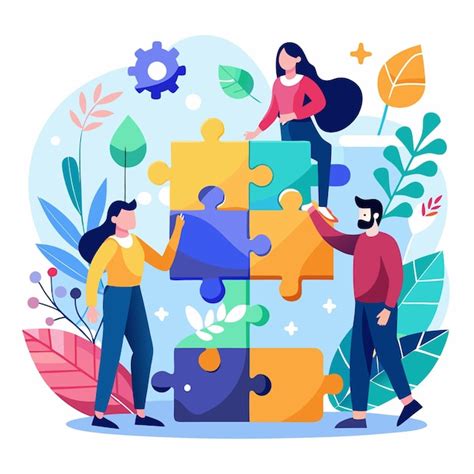 Teamwork People Solving Puzzle Together Success Premium Ai Generated Vector
