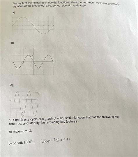 Solved For Each Of The Following Sinusoidal Functions State Chegg