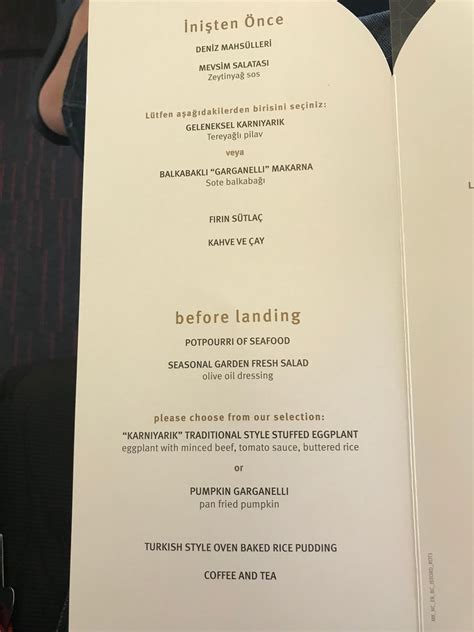 Official Turkish Airlines Business Class Menu Thread Flyertalk Forums