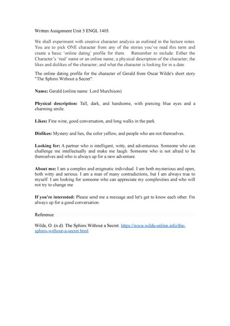Written Assignment Unit 5 ENGL 1405 Written Assignment Unit 5 ENGL