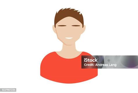 빨간 셔츠에 갈색 머리 아바타 아이콘 문자 웹 기호 사람 앱 기호 갈색 머리에 대한 스톡 벡터 아트 및 기타 이미지 갈색