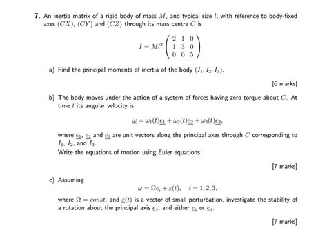 7 An Inertia Matrix Of A Rigid Body Of Mass M And Typical Size L