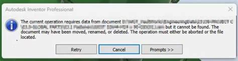 Error Loading Segment When Opening Files In Inventor