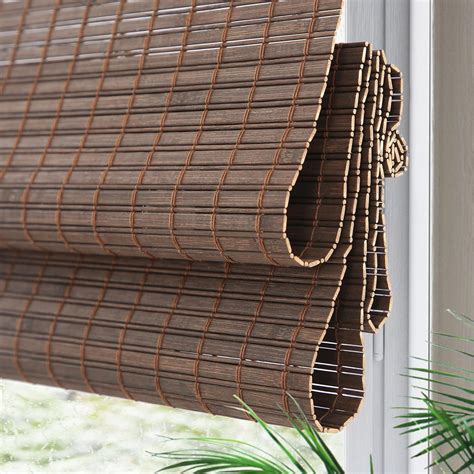 Yin Yang Cordless Blackout Bamboo Roman Shades Natural