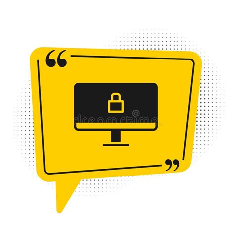 Black Lock On Computer Monitor Screen Icon Isolated On White Background Security Safety