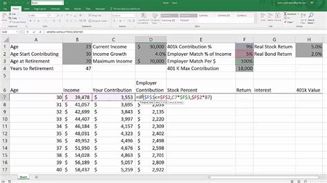 Excel 401 K Value Estimation Youtube