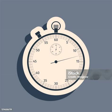 회색 배경에 격리 된 블랙 클래식 스톱워치 아이콘 타이머 아이콘입니다 크로노미터 기호 긴 그림자 스타일입니다 벡터 일러스트레이션 2 위 상 종류에 대한 스톡 벡터 아트 및