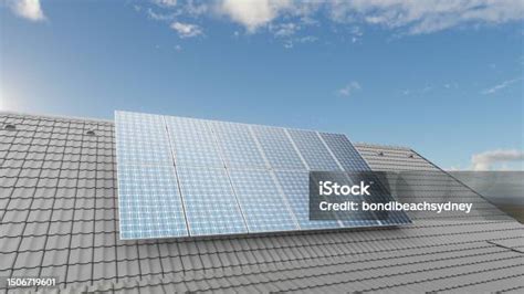 지붕에 태양 전지판 태양 전지판의 3d 렌더링 0명에 대한 스톡 사진 및 기타 이미지 0명 깨끗한 녹색 기술 Istock