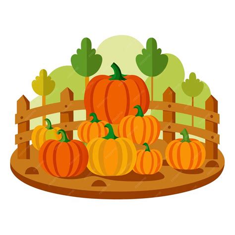 Premium Vector Pumpkin Patch Illustration On White Background