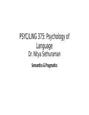 Semantics Pragmatics Slides Pptx PSYC LING Psychology Of Language Dr Nitya
