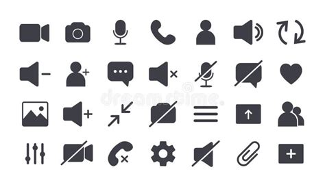 Icon Videocall Ui Interface Video Chat Set Of Buttons For Online Business Webinar
