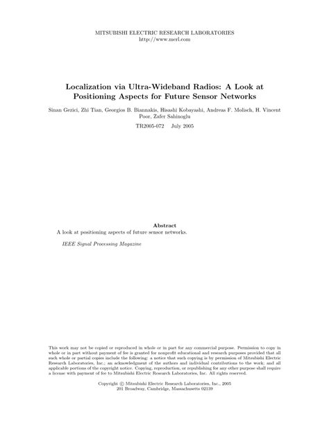 Localization Via Ultra Wideband Radios A Look At Positioning Aspects For Future Sensor Networks