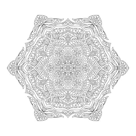 장식 멘디 디자인 스타일 색칠 페이지 그림 프리미엄 벡터