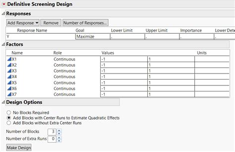 Solved Blocks And Center Points For A Definitive Screening Design Jmp User Community