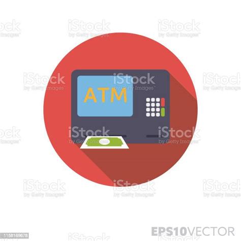 Atm 플랫 디자인 롱 섀도우 컬러 벡터 아이콘 0명에 대한 스톡 벡터 아트 및 기타 이미지 0명 금융 긴 그림자 디자인 Istock