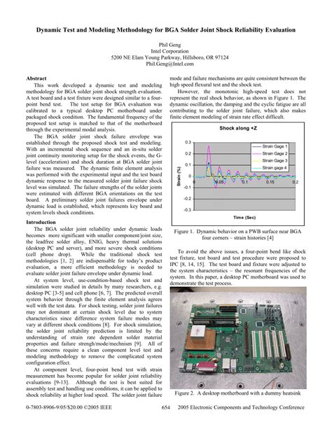 Pdf Dynamic Test And Modeling Methodology For Bga Solder Joint Shock