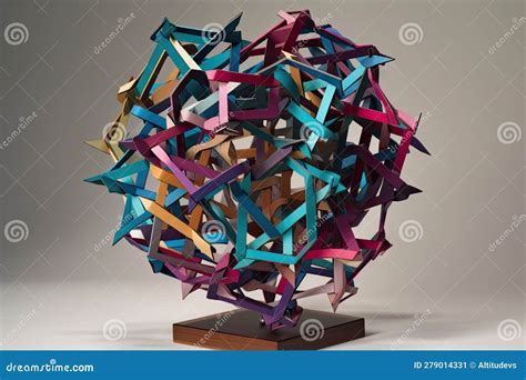 Kinetic Sculpture Made Of Interlocking Shapes And Colors Stock