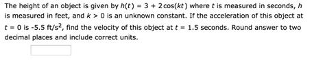 solved the height of an object is given by h t 3