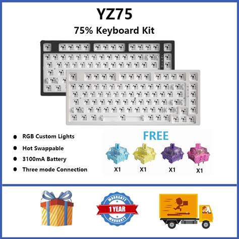 YZ75 Wireless Mechanical Keyboard Kit 75 RGB Backlit Hot Swap Keyboard Supports 3 Pin 5 Pin