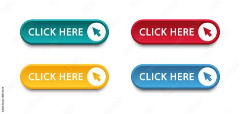 Click Here Button With Arrow Pointer Clicking Icon Click Here Vector Web Button Web Button