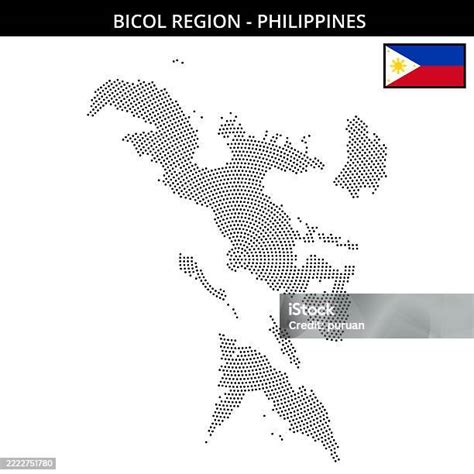 Small Circular Dotted Map Of Bicolregion In Philippines Stock